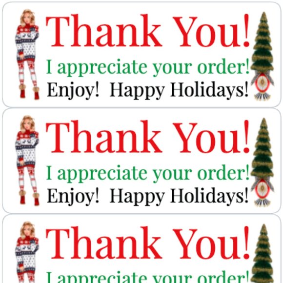 Office | Thank You Labels Stickers Christmas Box Label Red | Poshmark